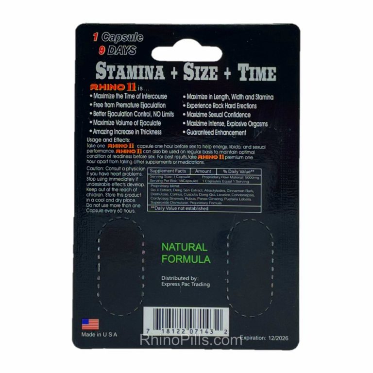 Rhino 11 Platinum 2000K 20 Pills - Rhino Pills